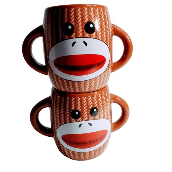 Galerie | Dining | Sock Monkey Double Handle Brown Mugs Set Of 2galerie ...